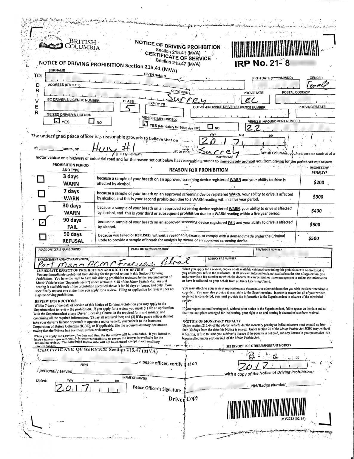 Driving Prohibition? Text Us Your Notice of Prohibition - Vancouver ...